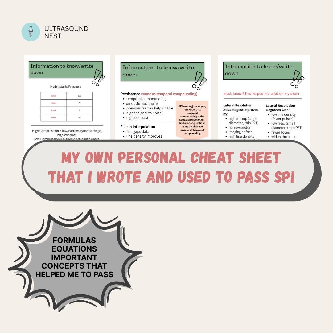 Ultrasound SPI Ultimate Personal Cheat Sheet for Test Day - Etsy