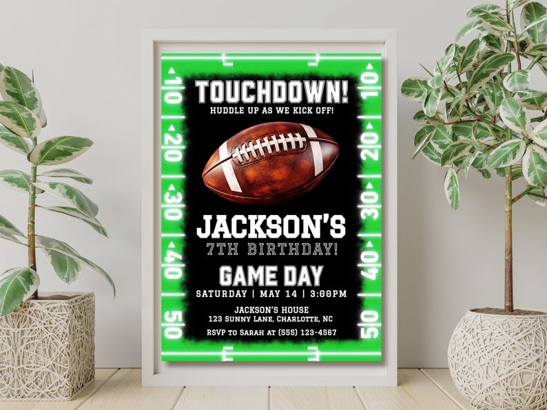 Printable Football Birthday Invitation, Editable Canva Template, Game ...