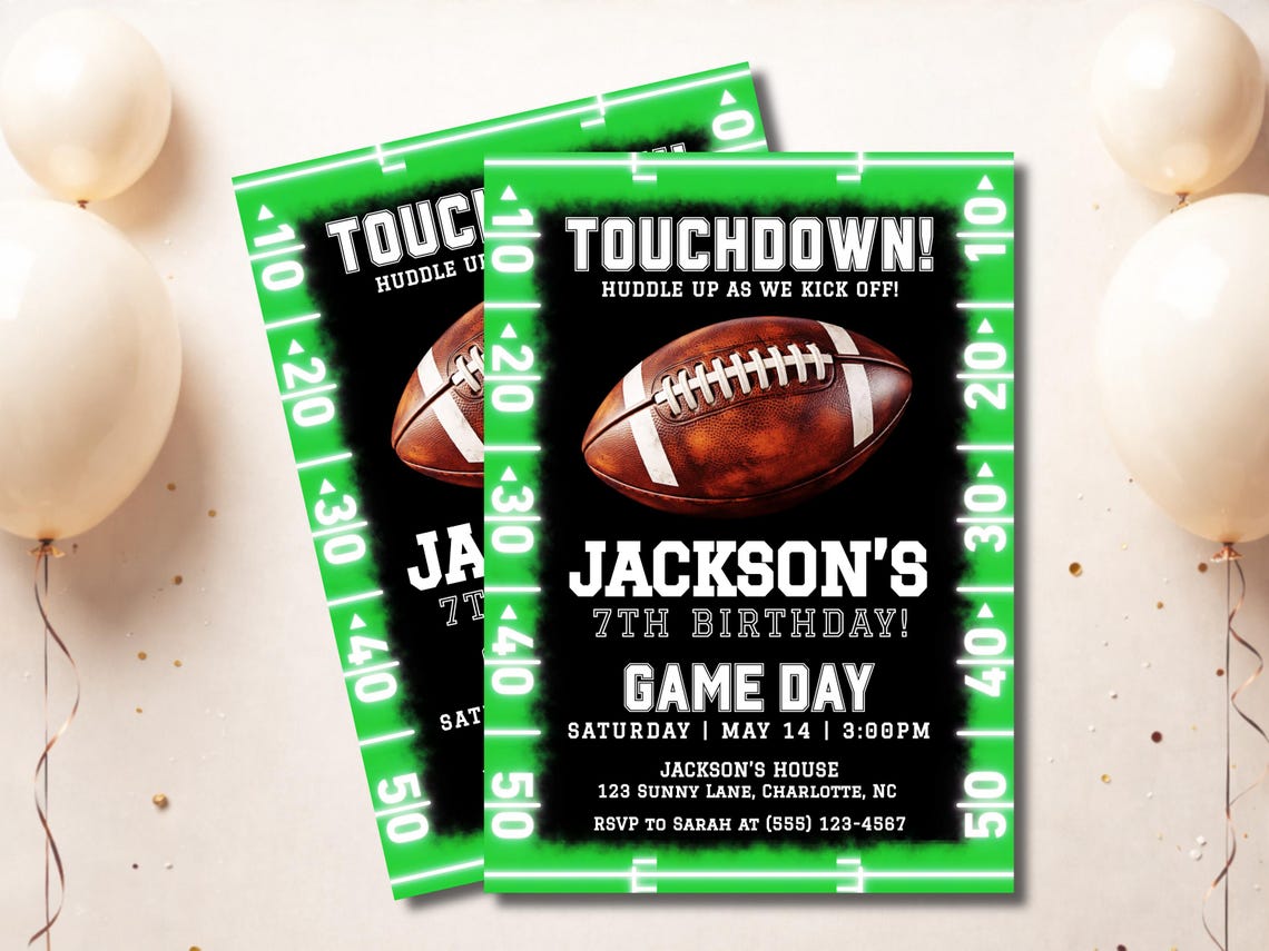 Printable Football Birthday Invitation, Editable Canva Template, Game ...