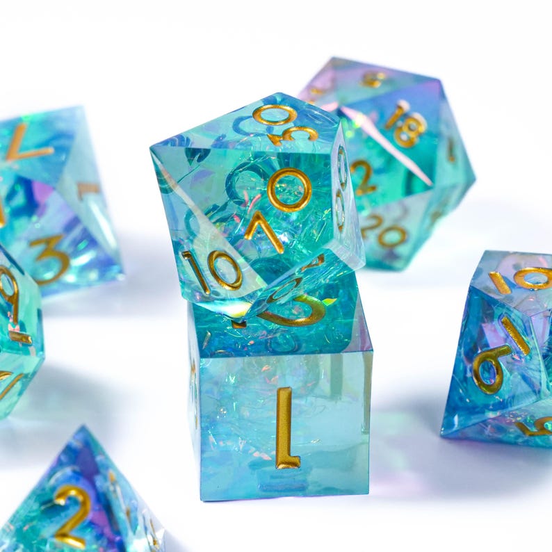 Blue Lightning DND D20 Dice,resin Sharp Edge Dice Set,d&d Dice Set for ...
