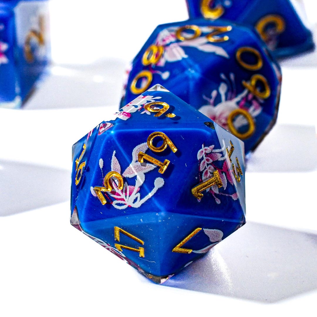 Blue DND D20 Dice,resin Sharp Edge Dice Set,pink and Blue Resin Dice ...
