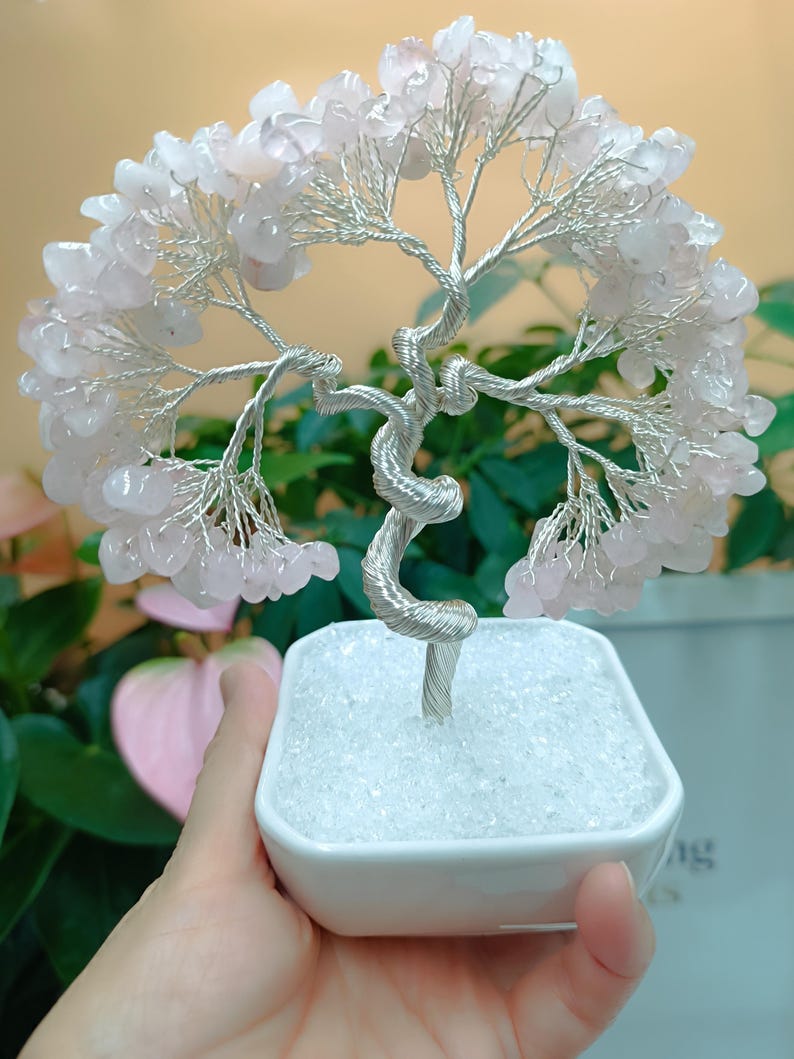 Handwoven Crystal Money Tree: Wealth & Reiki Home Decor, Desktop ...