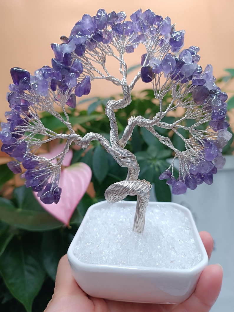 Handwoven Crystal Money Tree: Wealth & Reiki Home Decor, Desktop ...