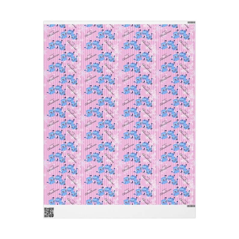 K-pop Demon Blue Cute Cat Christmas Wrapping Paper | Pink Snowflake ...