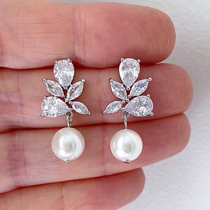 Pearl Drop Earrings for Bride Gold Pearl Drop Wedding Earrings Art Deco ...