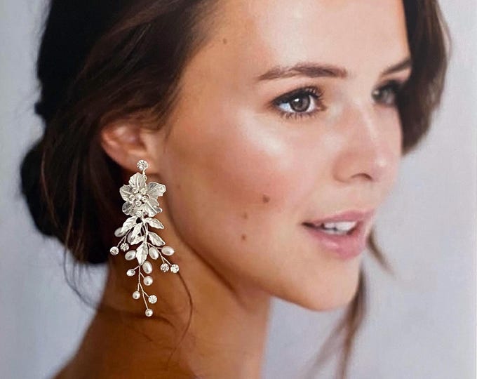 Bridal Earrings Floral Statement Bride Earrings Dangle Bridal Earrings ...