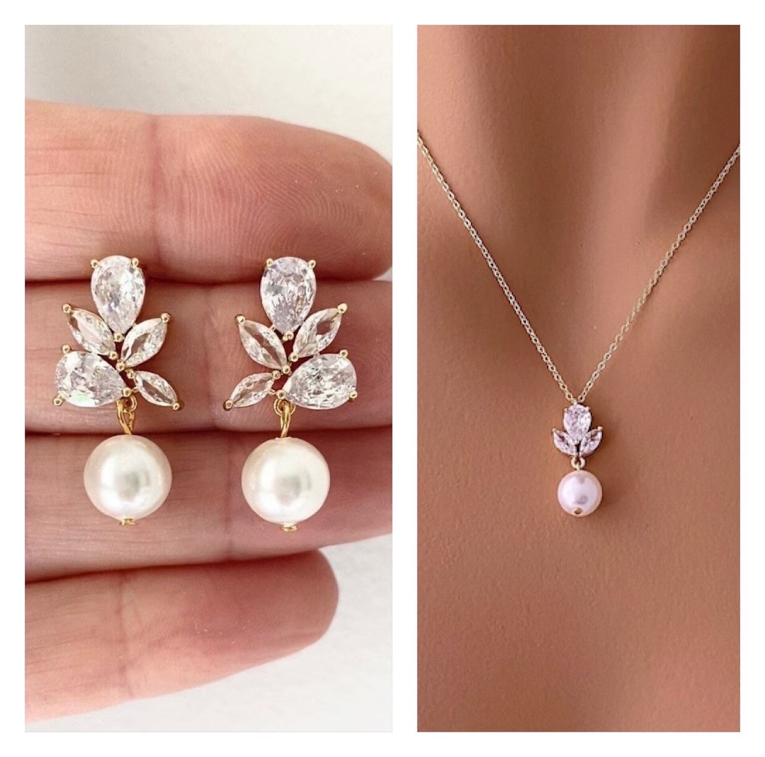Bridal Jewelry Set Pearl Bridal Necklace Pearl Wedding Necklace and ...