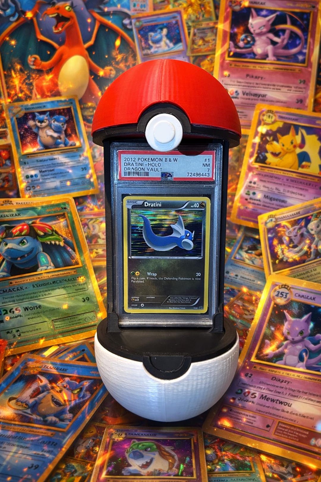 Poké Ball–inspired Graded Card Display Stand – Modular Magnetic Slab ...