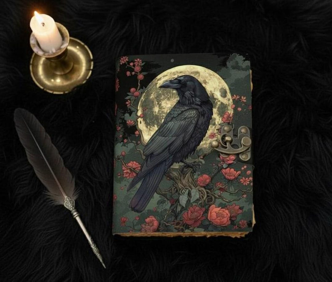 Raven Moon Grimoire Journal: Witchcraft Book of Shadows, Gothic ...