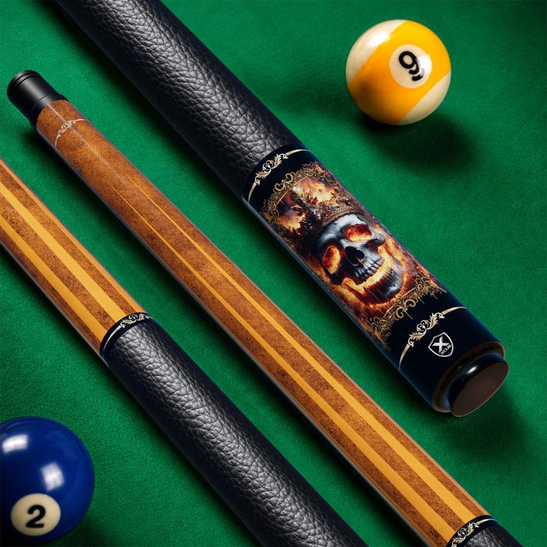 Preorder Crowned Hellfire Skull Pool Cue Wrap, Gothic King Skull ...