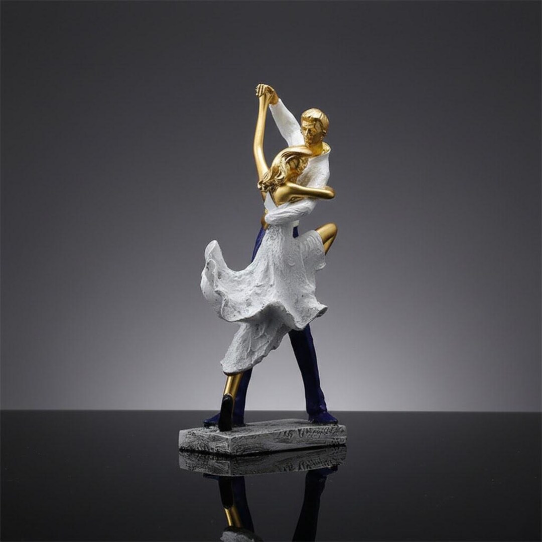 Dancing Couple Sculpture: White Dress, Gold Accents - Etsy
