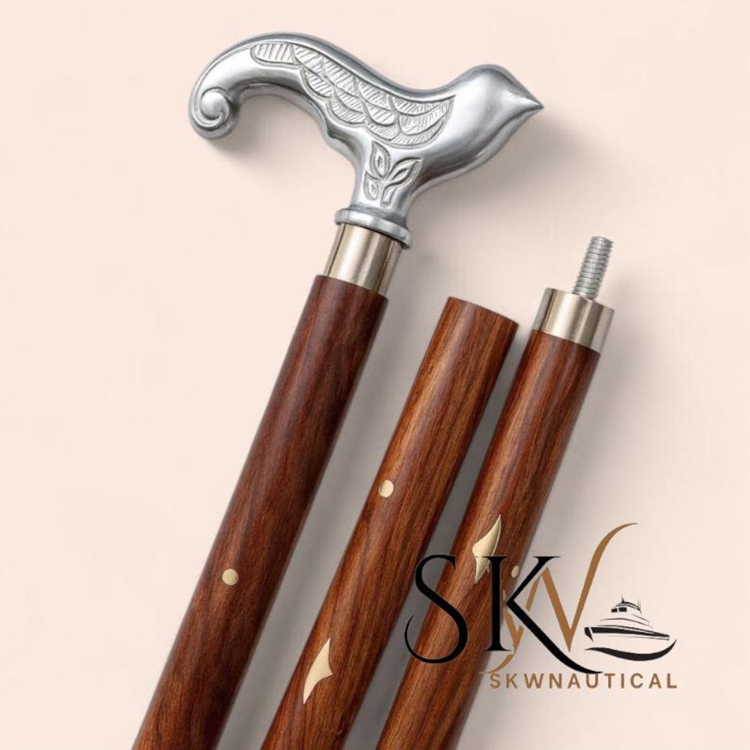 Bird Design Aluminum Handle Walking Stick – Elegant Black Cane ...