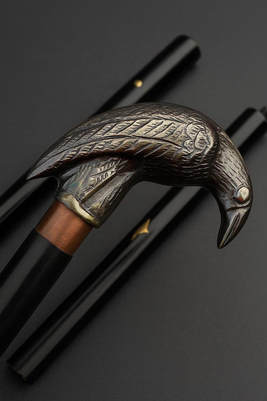 Handcrafted Raven Handle – Rosewood Wooden Shaft, Gothic Victorian ...