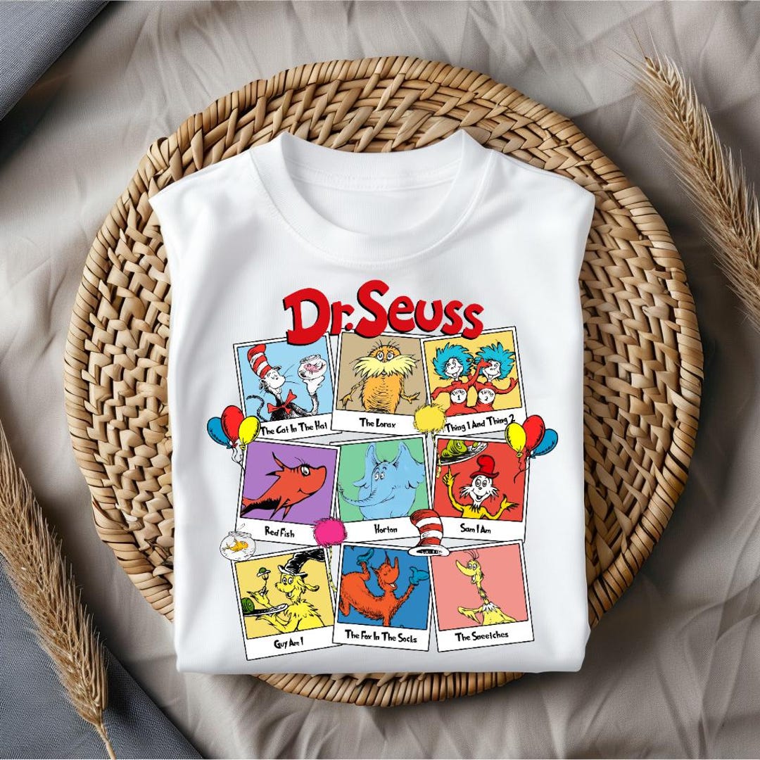 Dr Seuss Characters Shirt, Seuss Collage T Shirt, Cat in the Hat Tee ...