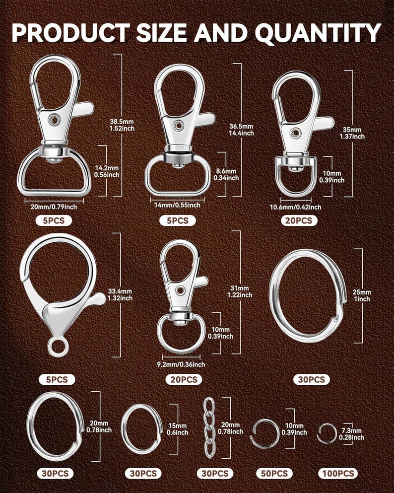 325PCS Keychain Making Kit, Swivel Snap Hooks, Key Rings, Clasps, Jump ...