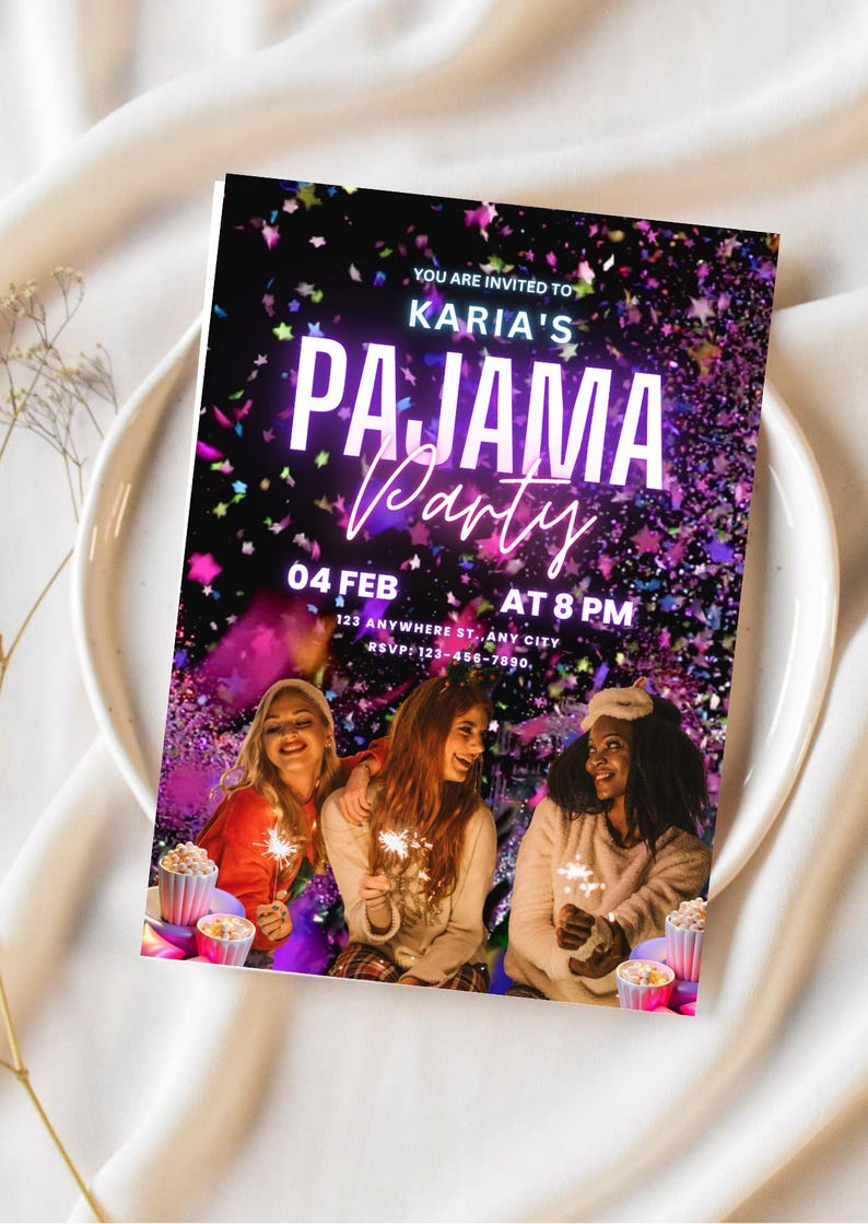 Waiting to Exhale Pajama Party Invitation | Ladies Night Canva Template ...