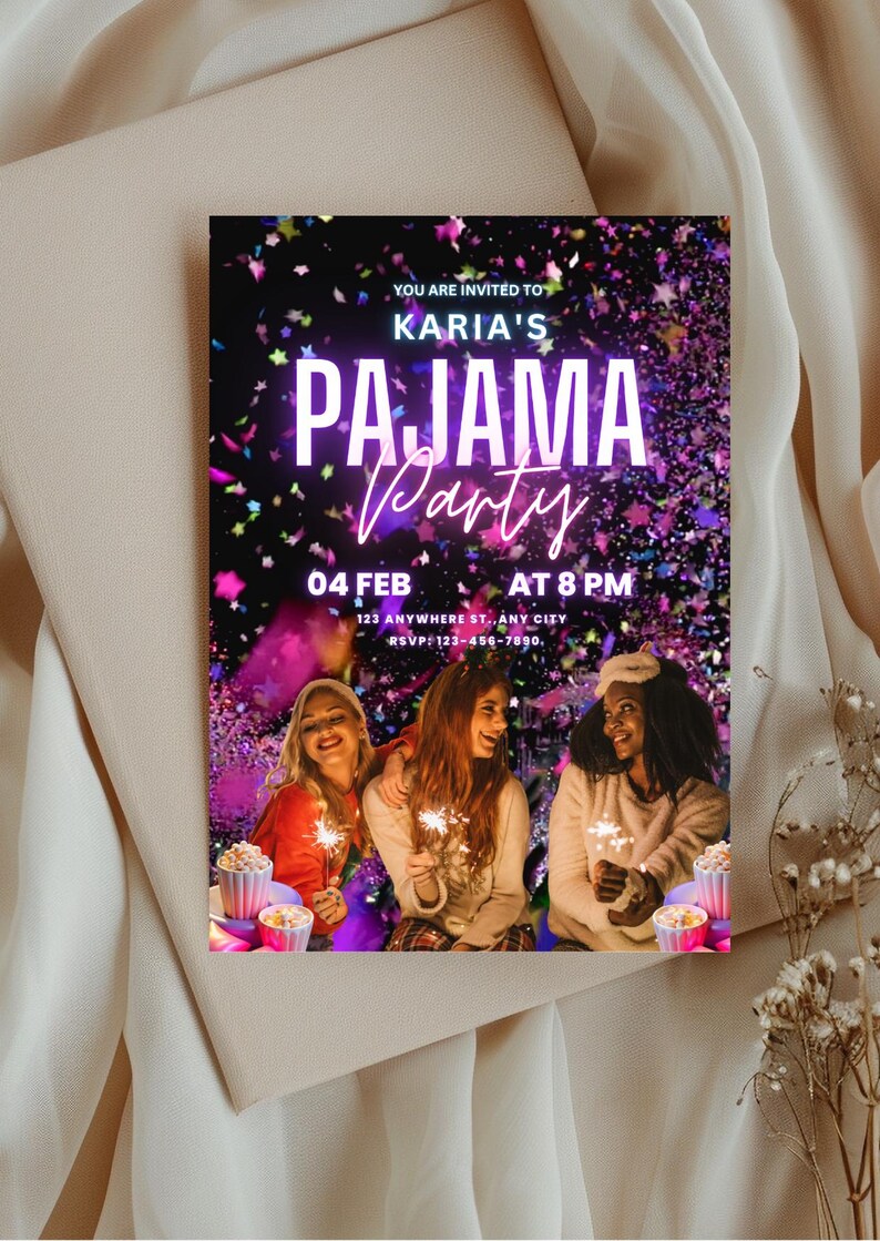 Waiting to Exhale Pajama Party Invitation | Ladies Night Canva Template ...
