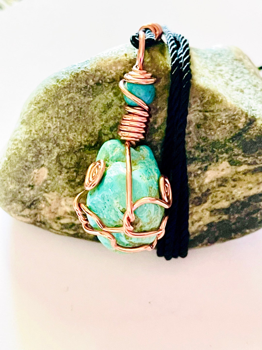 Sleeping Beauty Turquoise Necklace Copper Wire Wrap Jewelry Handmade ...