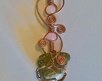 Amethyst Wire Wrap Hammered Copper Necklace, Handmade Copper Wire Wrap ...