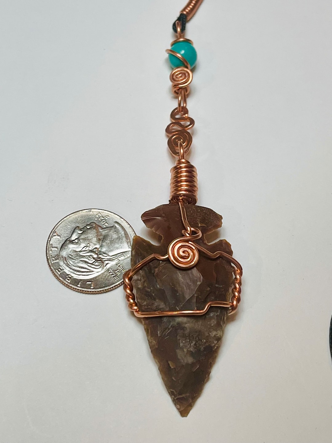 Oversized Arrowhead Necklace Copper Wire Wrap Necklace Handmade Artisan ...