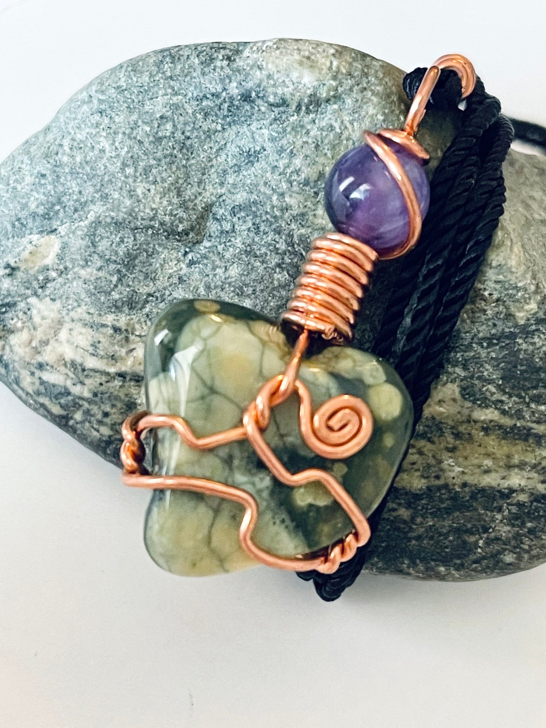 Rainforest Jasper Necklace Copper Wire Wrap Jewelry Handmade Jewelry - Etsy