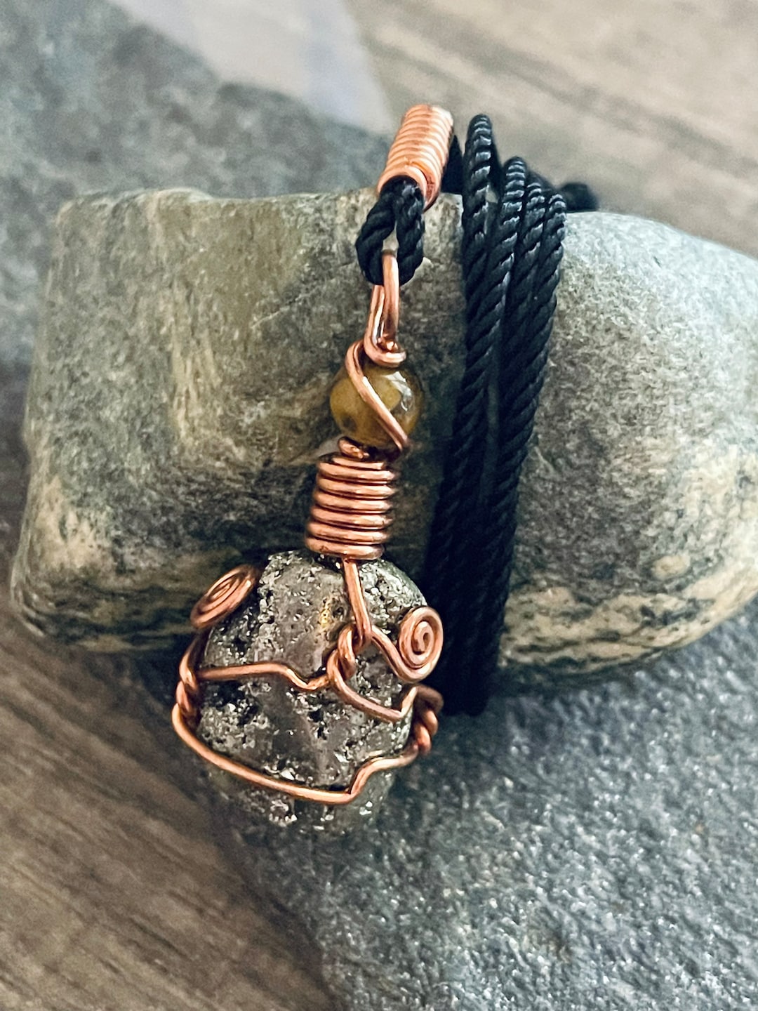 Iron Pyrite Necklace Copper Wire Wrap Handmade Jewelry Wire - Etsy