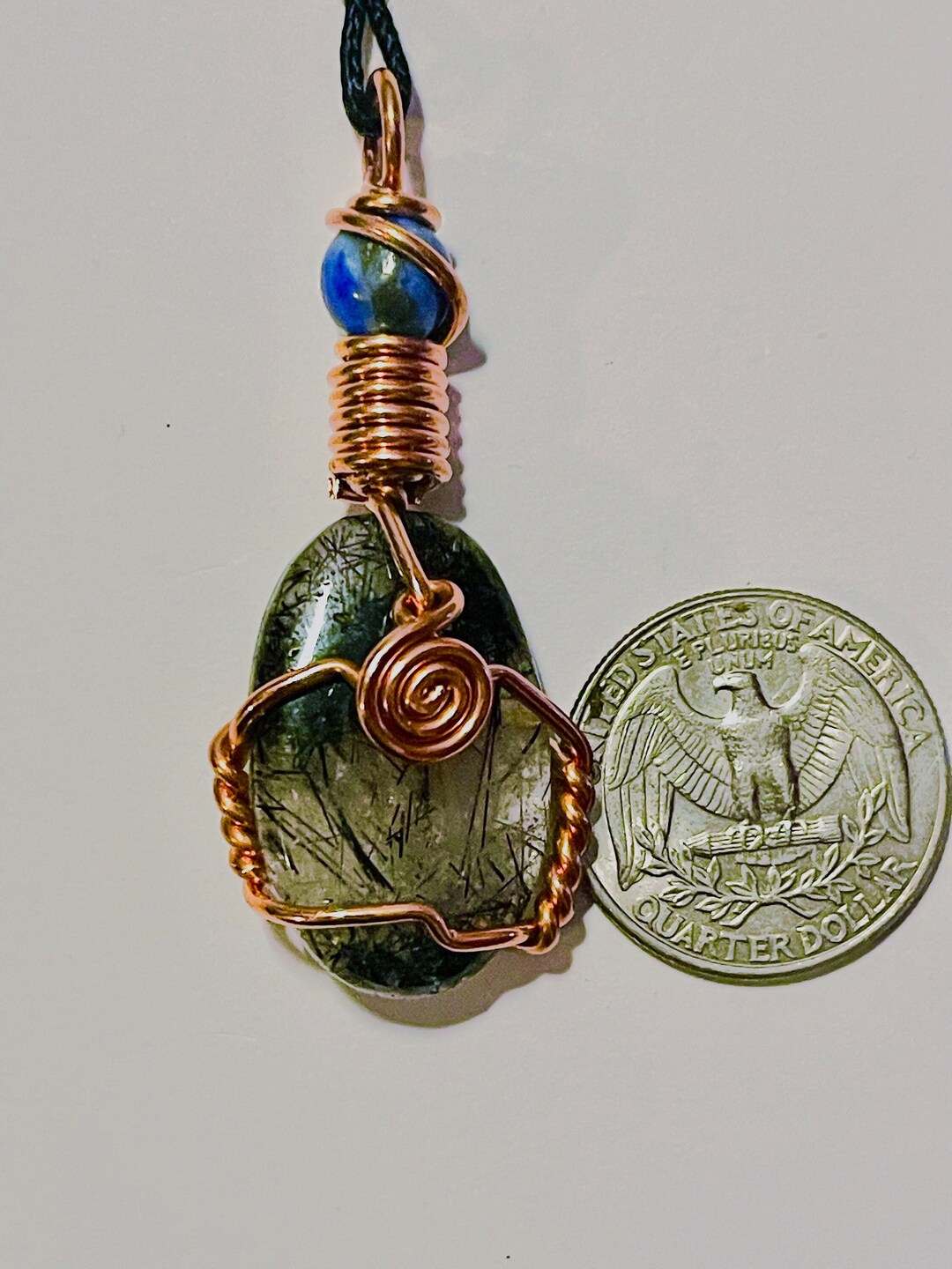 Tourmaliated Quartz Wire Wrap Copper Wand Necklace, Handmade Copper ...