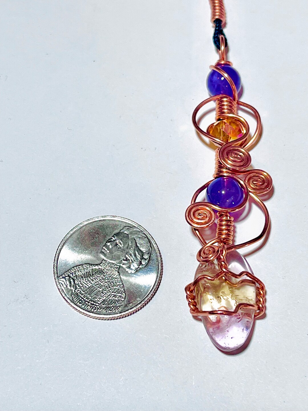Amethyst Wand Necklace Copper Wire Wrap Necklace Handmade Artisan ...