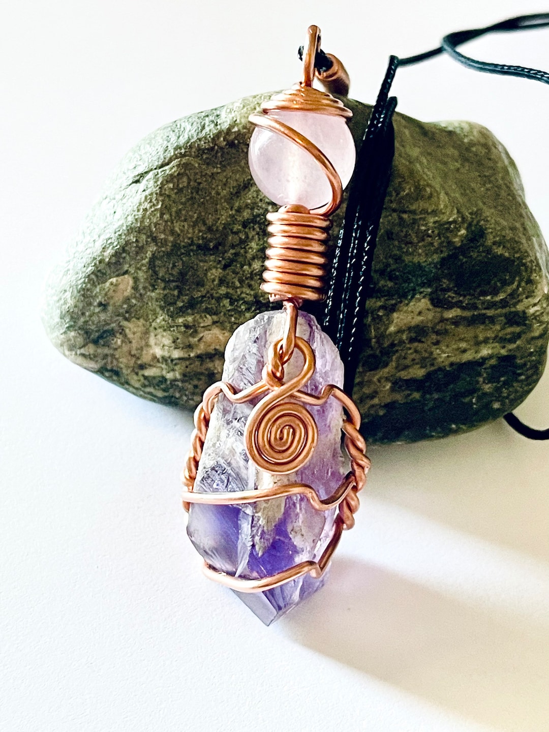 Amethyst Wire Wrap Necklace Handmade Wire Wrap Crystal Jewelry - Etsy