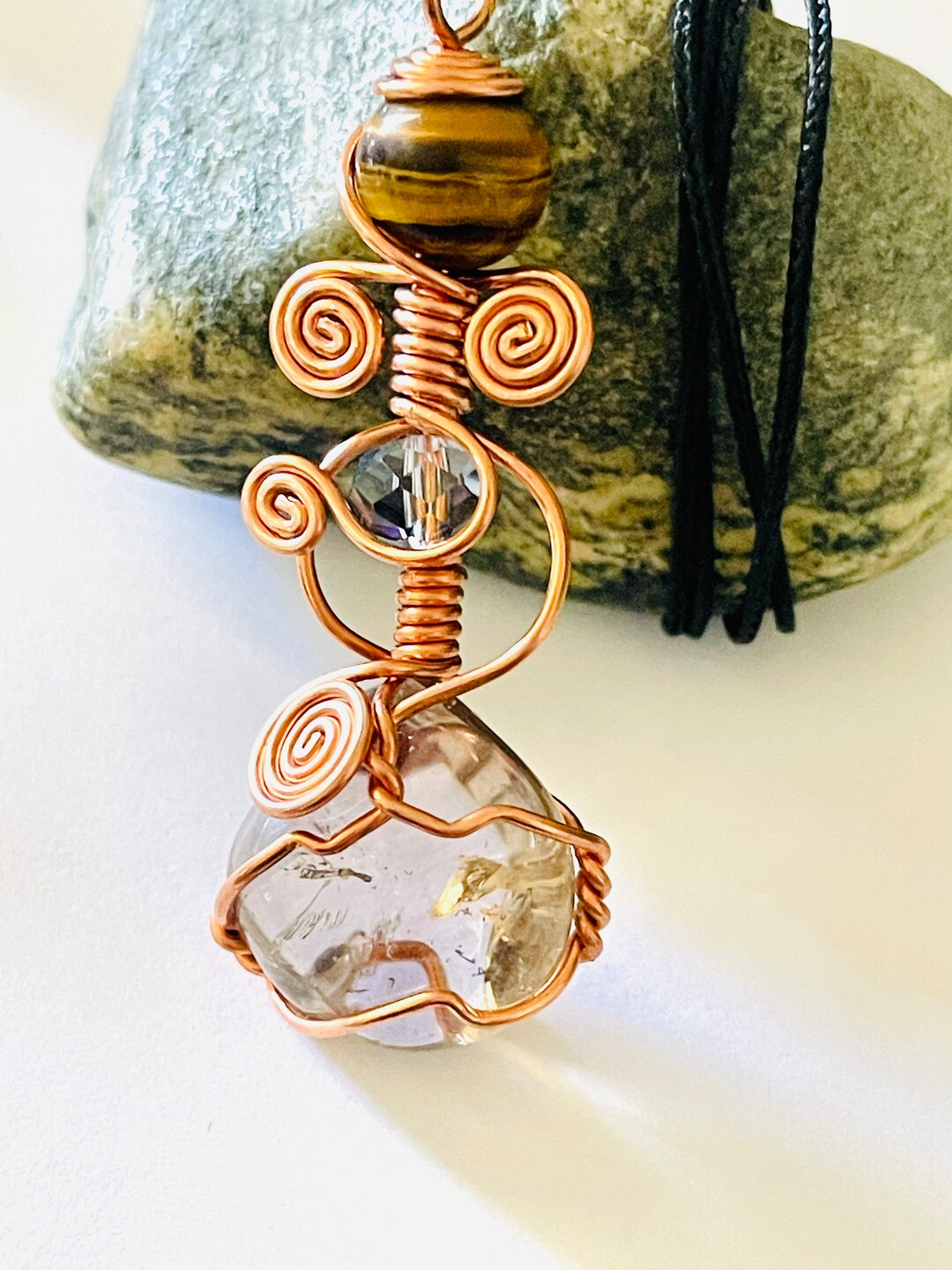 Smoky Quartz Wand Necklace Wire Wrap Necklace Handmade Wire Wrap ...