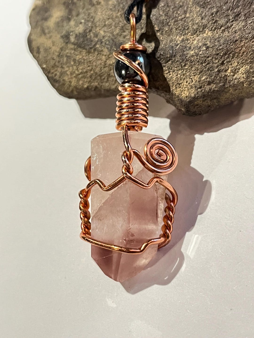 Lithium Quartz Crystal Wire Wrap Necklace, Pink Included Copper Wire ...