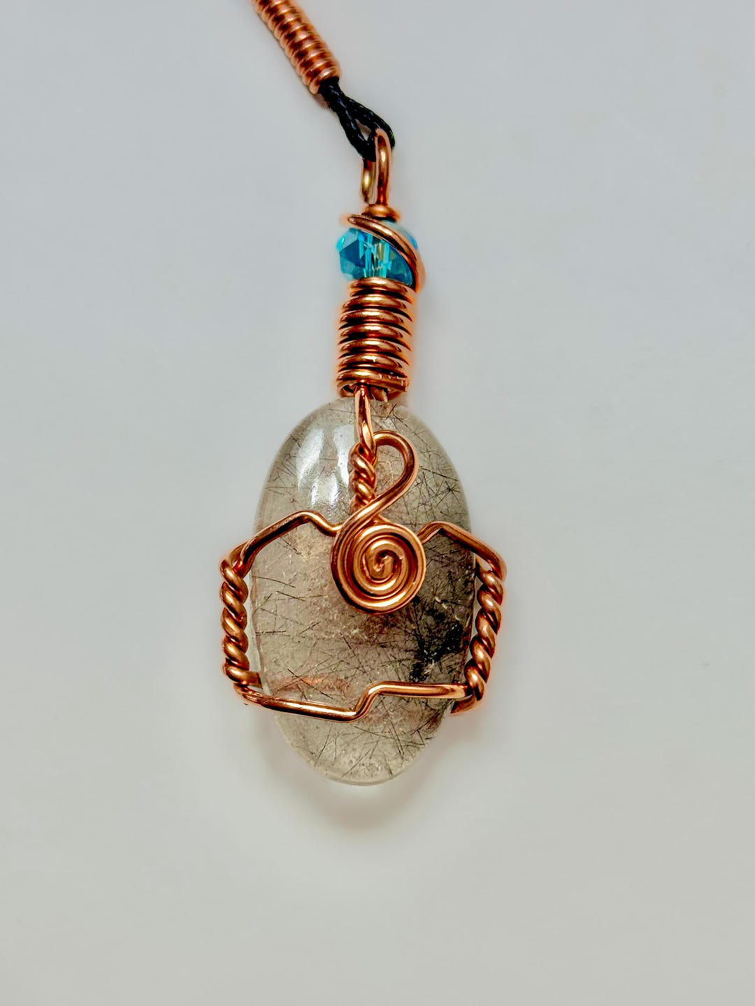 Tourmaliated Quartz Wire Wrap Copper Wand Necklace, Handmade Crystal ...