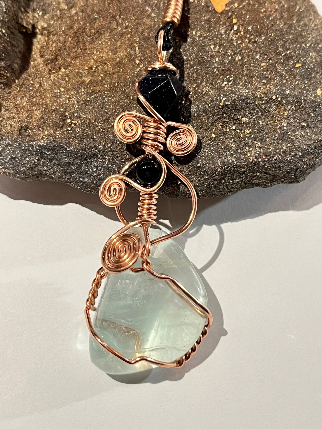 Green Fluorite Copper Wire Wrap Wand Necklace, Fluorite Necklace - Etsy