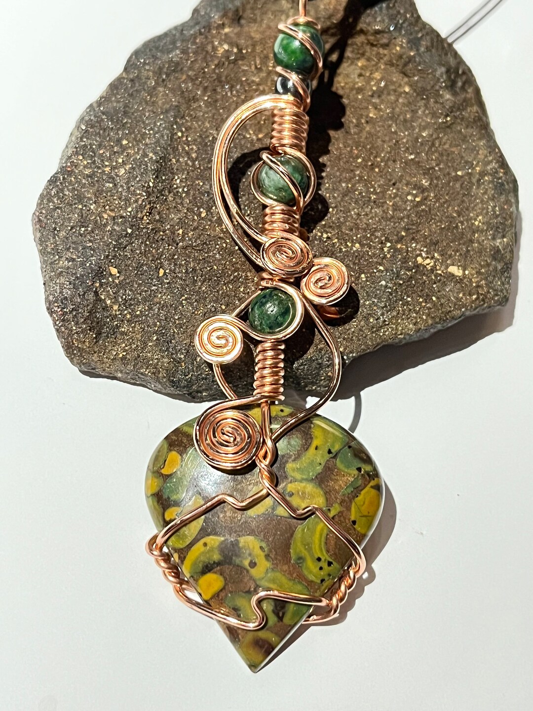 Fruit Jasper Copper Wire Wrap Wand Pendant, Colorful Fruit Jasper ...