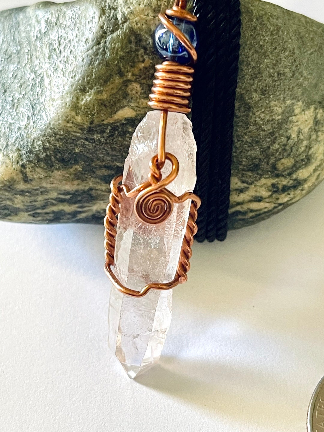 Quartz Crystal Necklace Wire Wrap Necklace Handmade Wire Wrap - Etsy