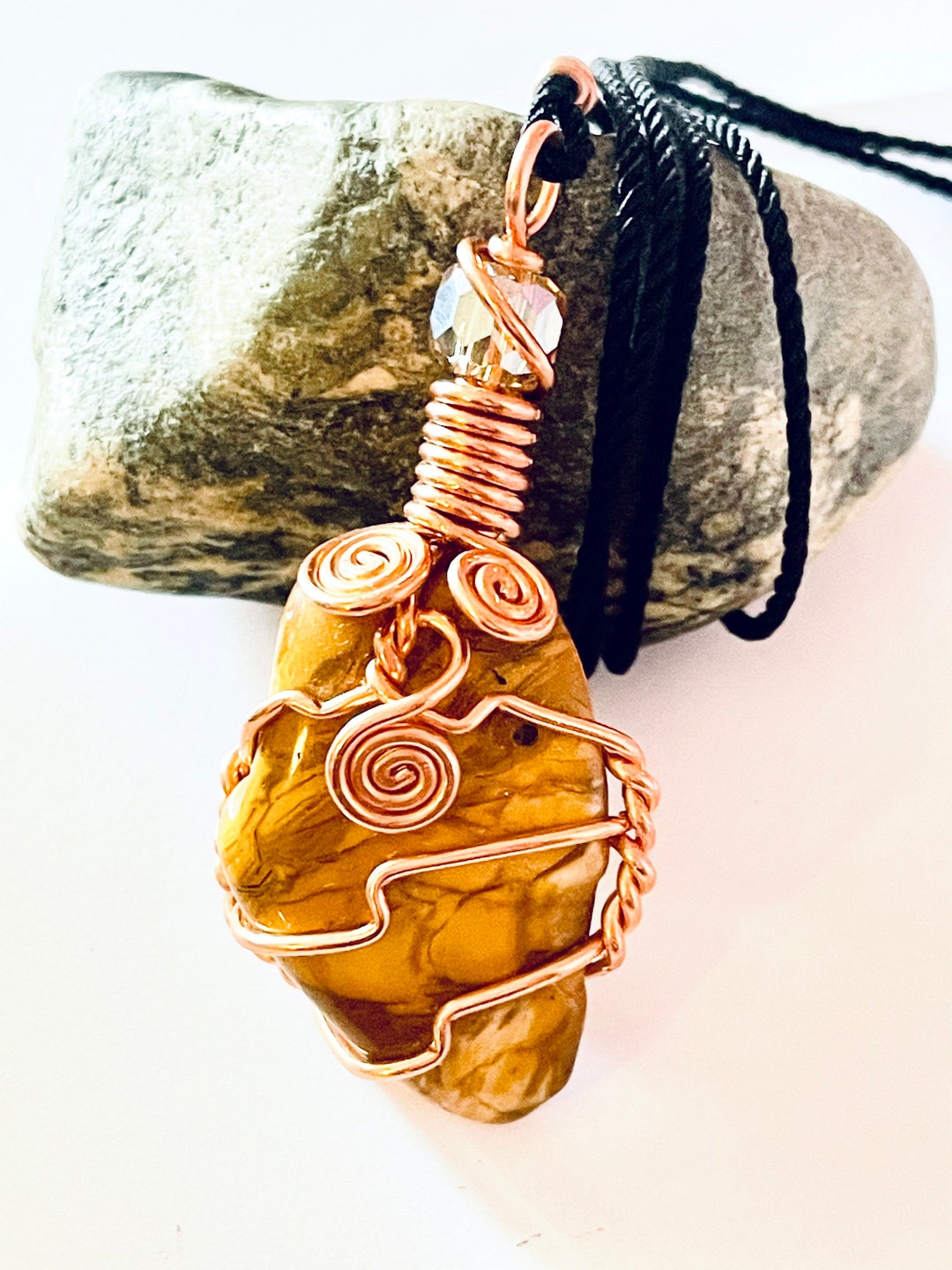 Yellow Jasper Necklace Handmade Wire Wrap Jewelry Wire Wrap Necklaces ...