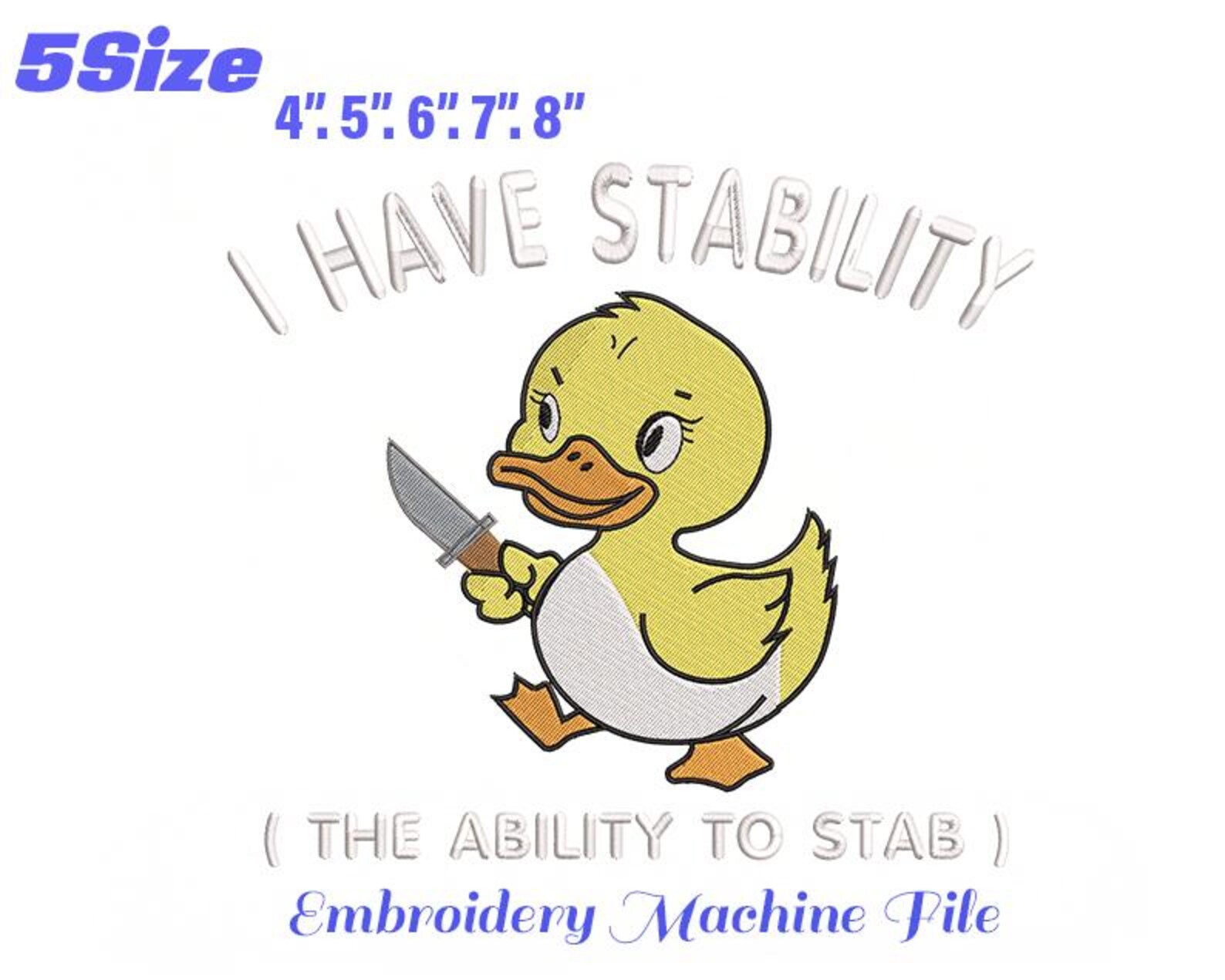 I Have Stability Machine Embroidery Digital, Funny Duck Design, Instant ...