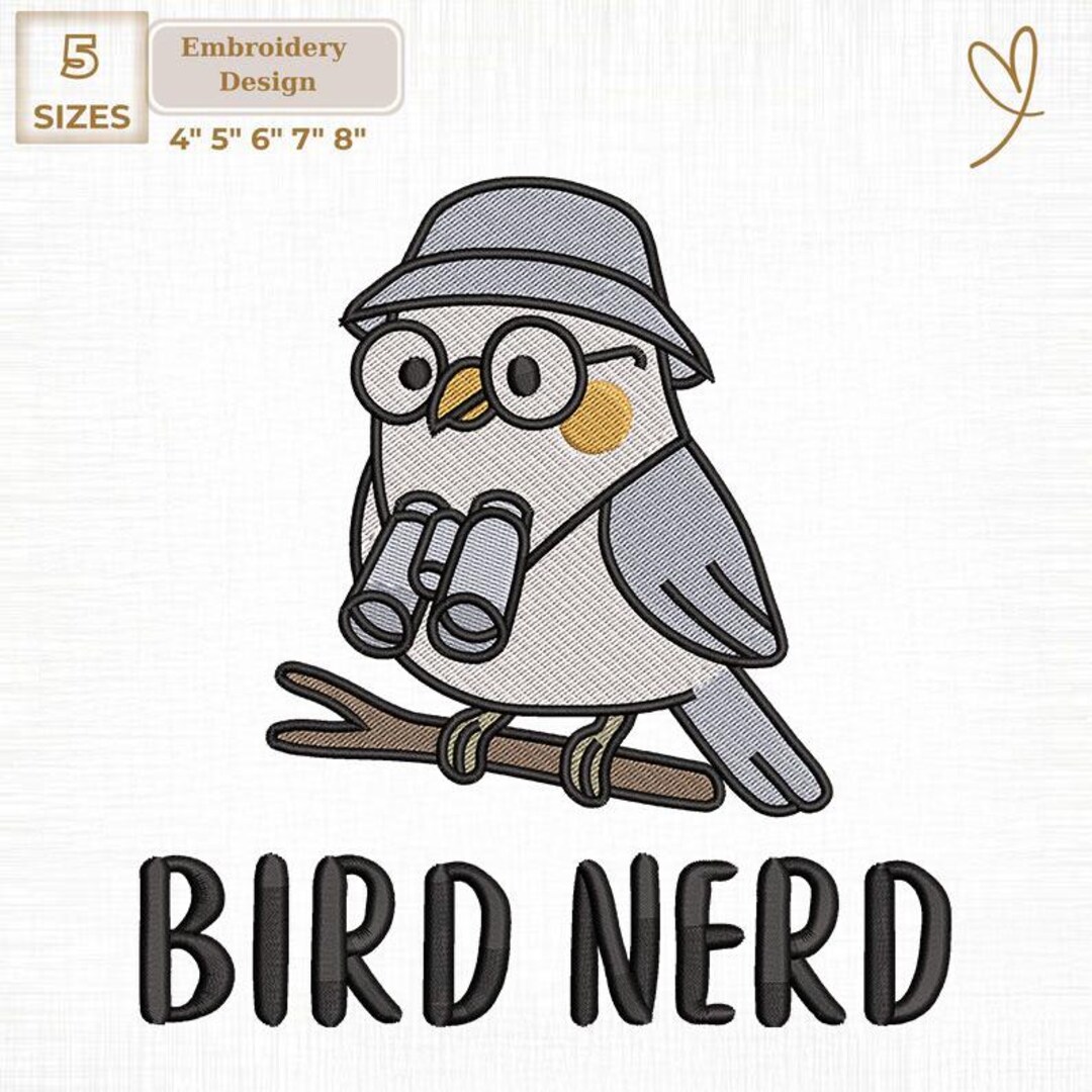 Bird Nerd Embroidery File, Birding Watcher Digital (instant Download ...