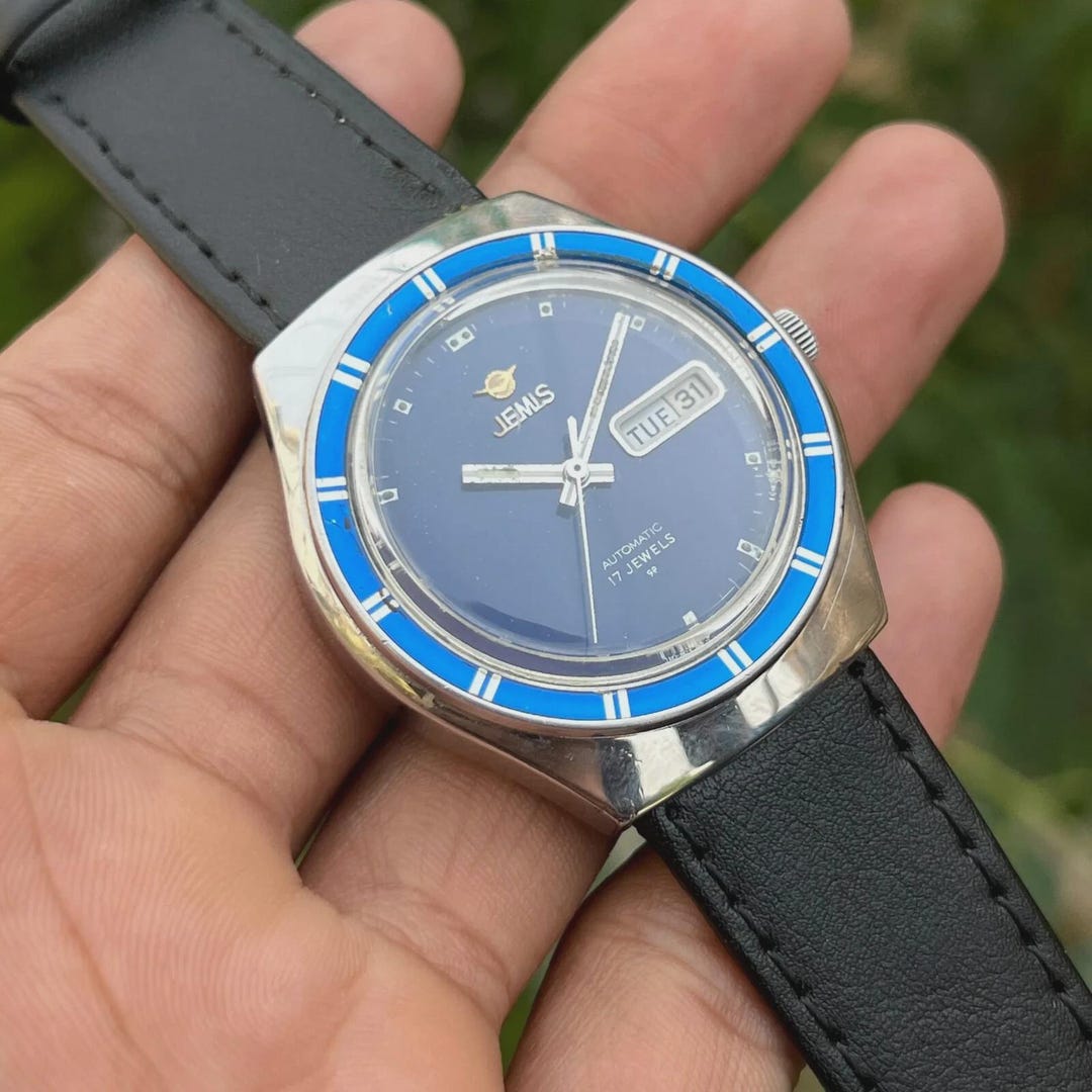 Jemis 5021-029A Automatic Blue Dial Vintage Men’s Watch - Etsy