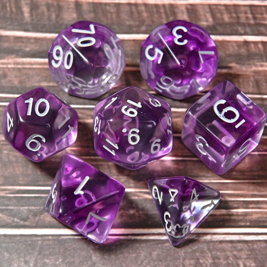 Purple Dnd Dice Set - Handmade Dice Set,dungeons and Dragons,sparkling ...
