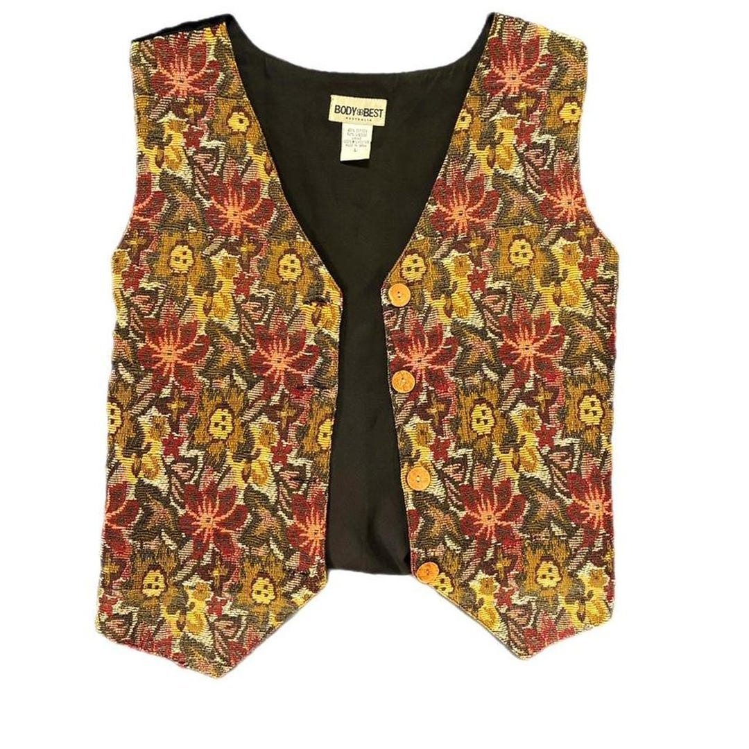 Vintage BODY & BEST Tapestry Vest – 90s Textured Waistcoat (L) - Etsy