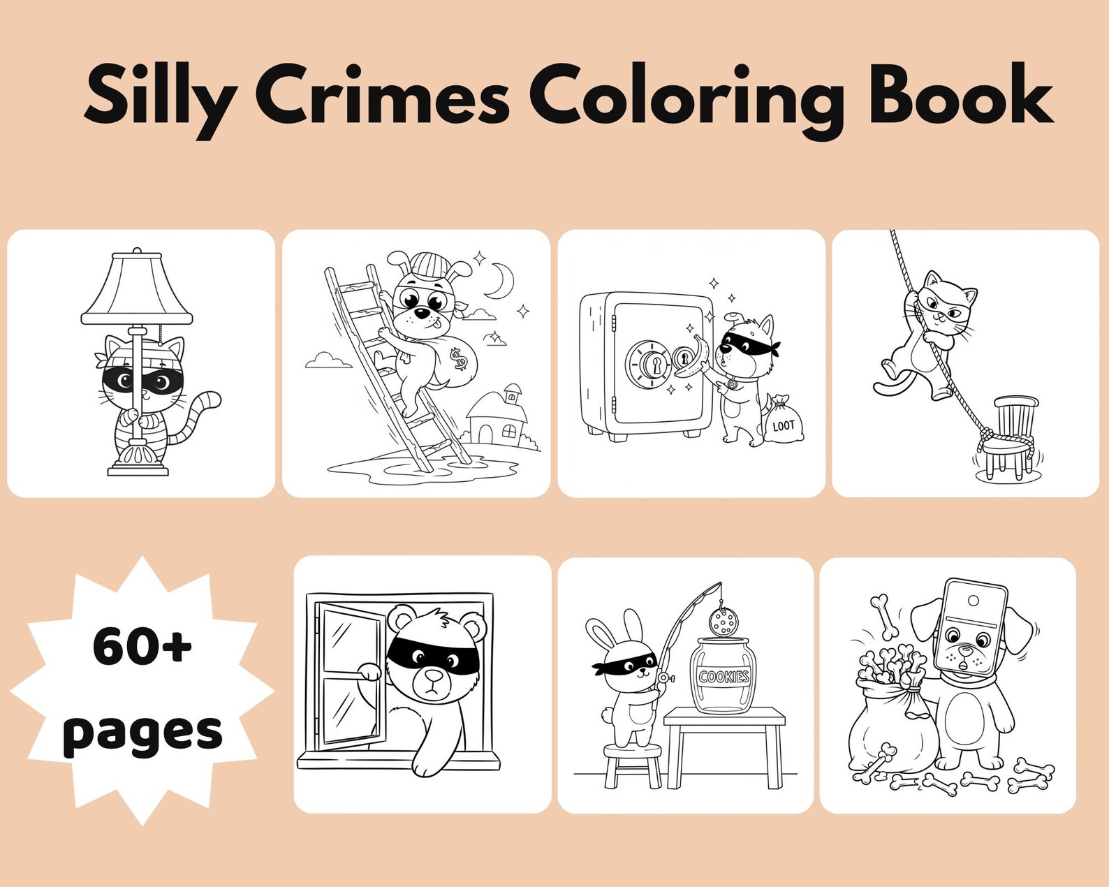 Silly Crimes Coloring Book: Funny Cozy Designs for Adults & Teens ...