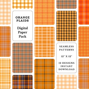 Orange Plaid Digital Paper Pack: Gingham Scrapbooking (digital Download ...