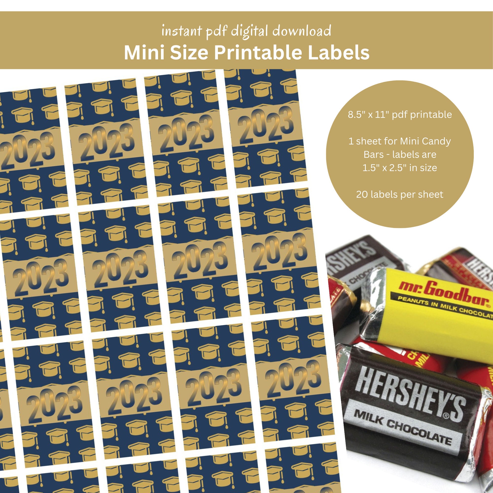 Class of 2023 Printable Labels Mini Candy Bar Wrapper - Etsy