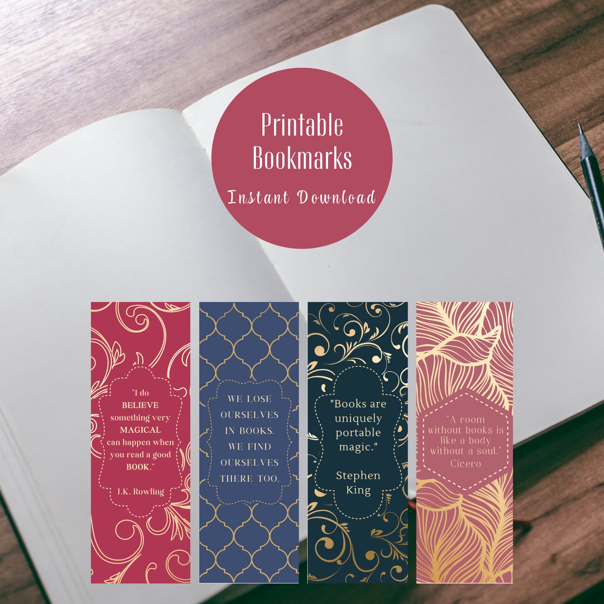 Printable Bookmarks Digital Bookmark Bookmarks for Women Printable Gift ...