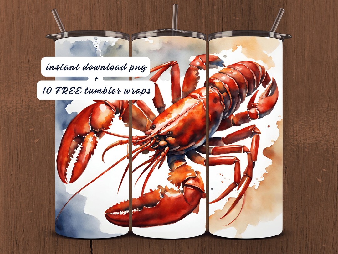 Lobster Tumbler Wrap Png, Watercolor Lobster Tumbler Wrap, Lobster ...