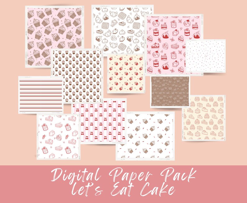 Cake Digital Paper Pack: Baking Scrapbook Patterns (digital Download ...