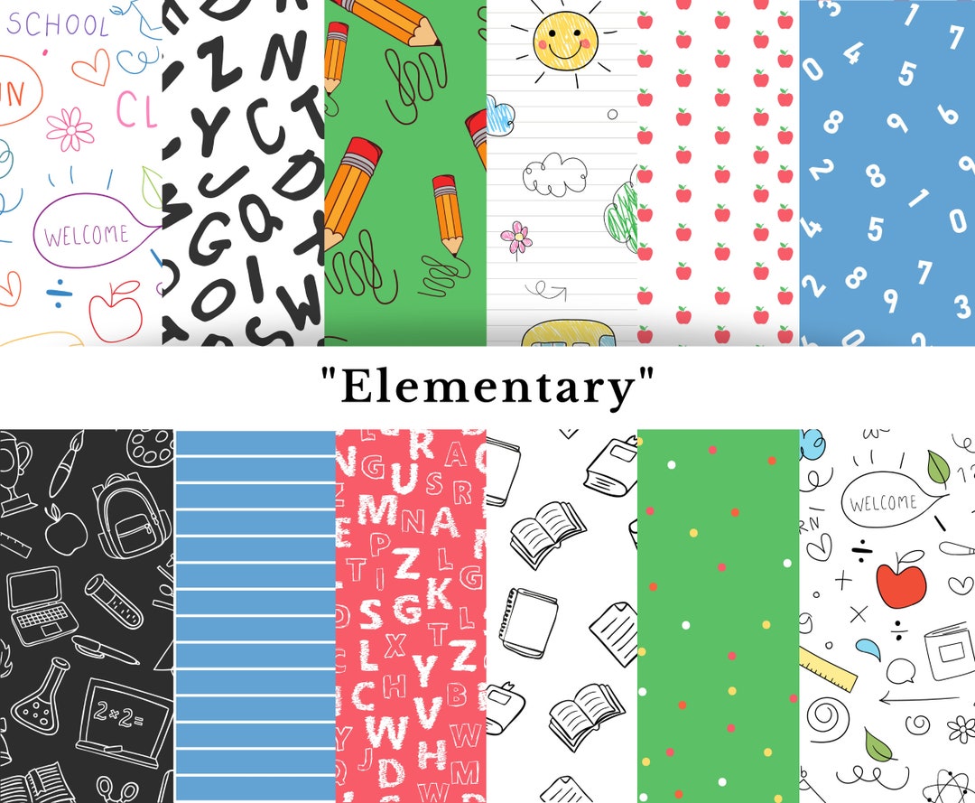 Digital Paper School Elementary School Papers Scrapbooking Paper ...