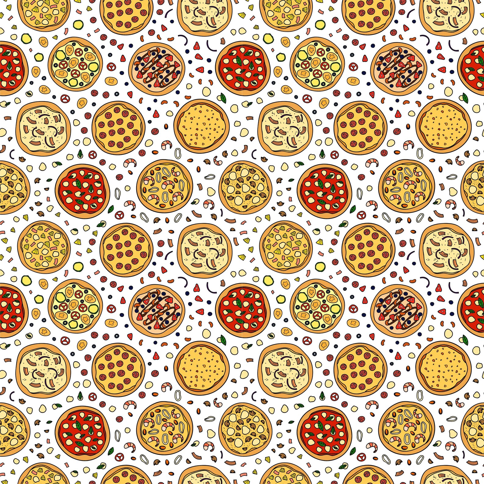 Pizza Party Digital Paper Pack: 12 Seamless Patterns (digital Download ...