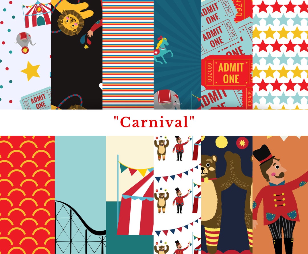 Scrapbooking Paper Carnival Digital Paper Pack Carnival - Etsy